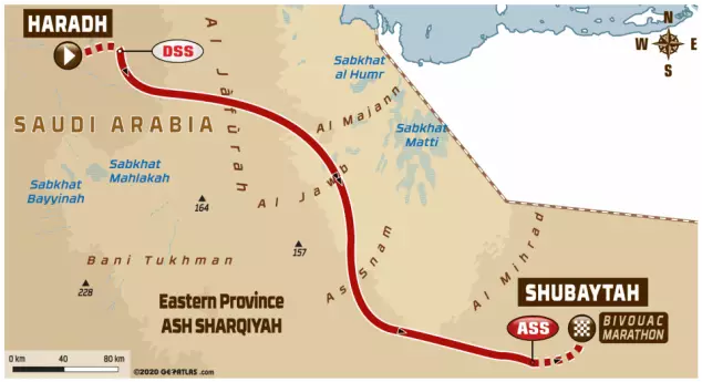 Percurso da décima etapa do Dakar 2020