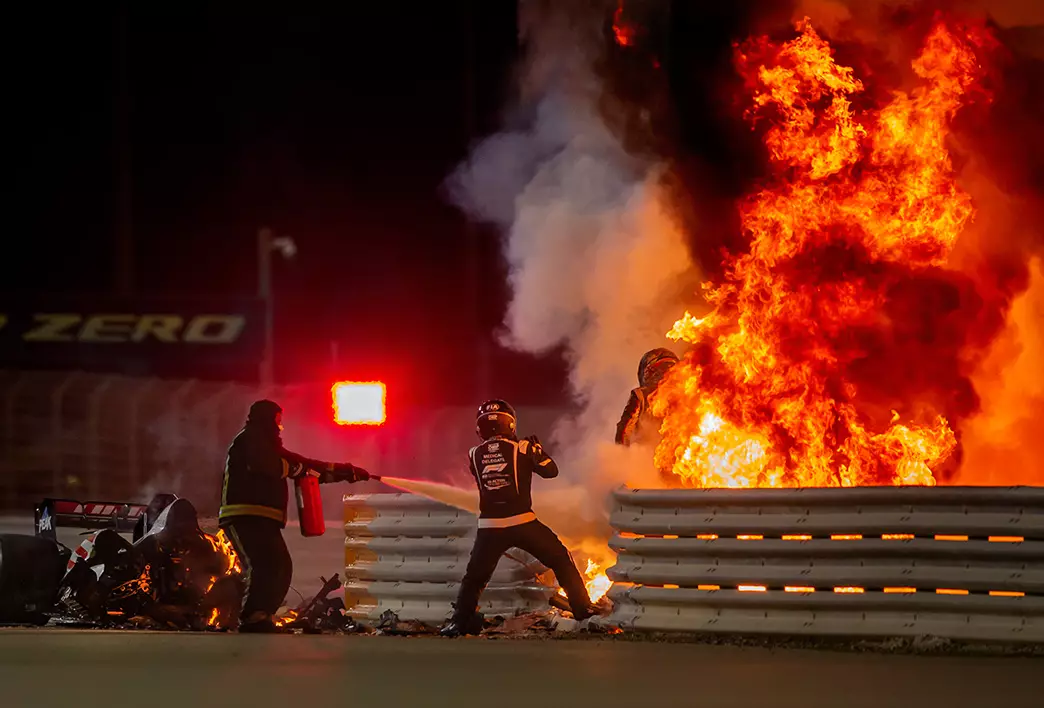 Flash-back de l'accident de Grosjean :