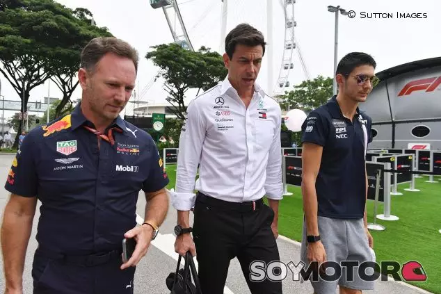 Christian Horner, Toto Wolff at Esteban Ocon sa Singapore - SoyMotor