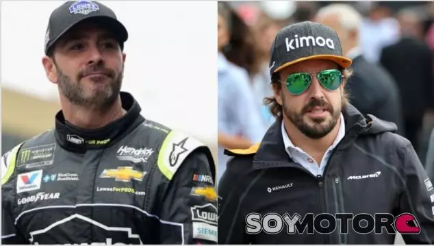 Jimmie Johnson (ezkerrean) eta Fernando Alonso (eskuinean) - SoyMotor.com