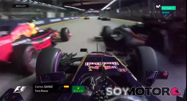 Bhuail Sainz agus Hülkenberg agus iad ag iarraidh Verstappen a sheachaint ag an tús - laF1