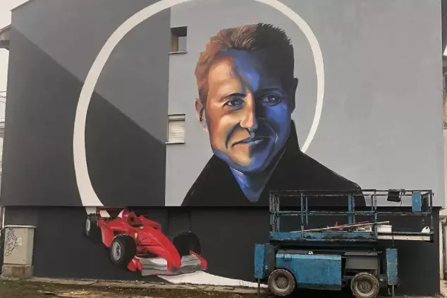Why is there a Michael Schumacher mural in Sarajevo?