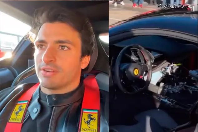 Sainz yn gwasgu'r SF90 Stradale: cyswllt cyntaf â Ferrari stryd