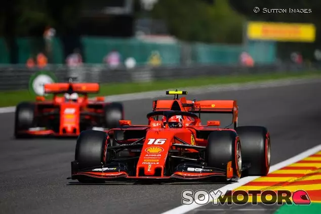 Charles Leclerc en Sebastian Vettel op de Belgische GP F1 2019