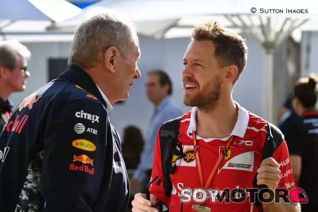 Helmut Marko en Sebastian Vettel in Albert Park