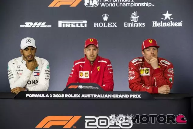 lati osi Lati osi si otun: Hamilton, Vettel ati Räikkönen – SoyMotor.com