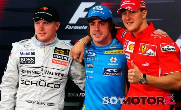 Kimi Räikkönen, Fernando Alonso dhe Michael Schumacher në Bahrein