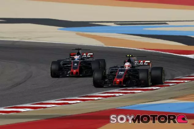 Magnussen and Grosjean during a GP this season