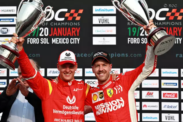 Mick Schumacher naSebastian Vettel pamwe chete mu2022 Race of Champions