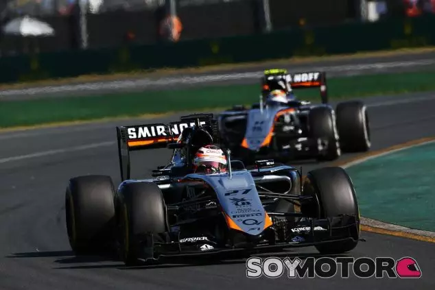 Hülkenberg ahead of Pérez in Australia, where Force India scored its first and only points - LaF1