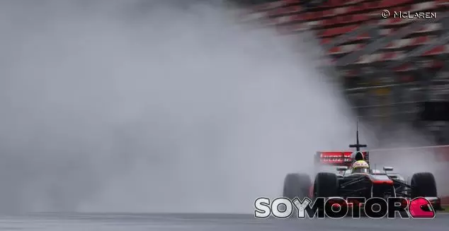 Sergio Perez na dirkališču Circuit de Catalunya