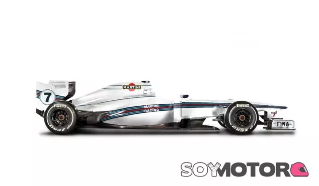 Schizzo di come potrebbe apparire un'auto del 2014 con i colori Martini - LaF1